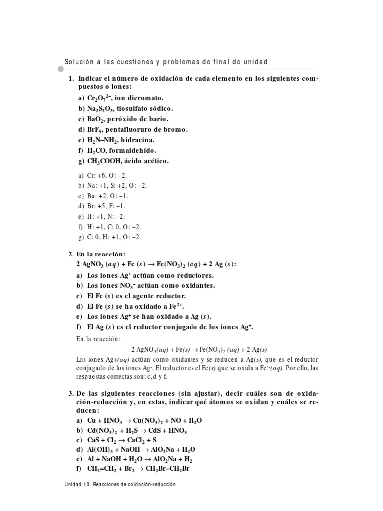 REDOX. Problemas Resueltos Electro PDF | PDF | Peróxido de hidrógeno | Redox