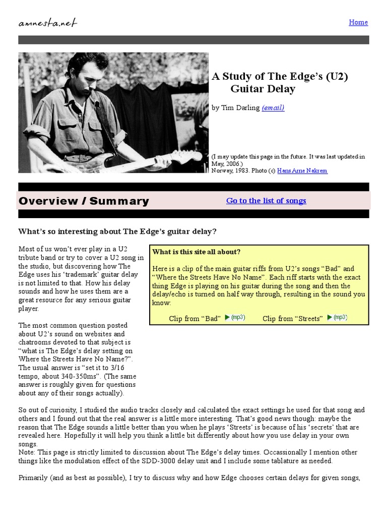 Delay - The Edge | PDF | Amplifier | Tempo