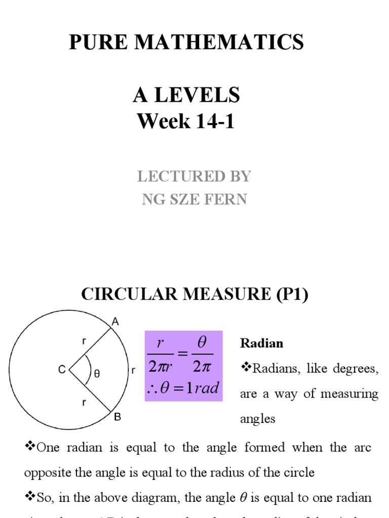 WEEK 14-1 Circular Measure | PDF | Elementary Geometry | Geometry