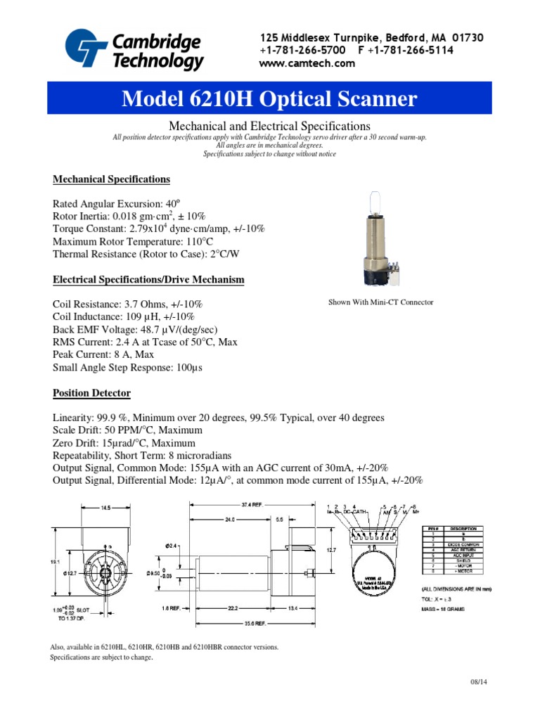 Optical Scanner Specs for Engineers | PDF | Science & Mathematics ...