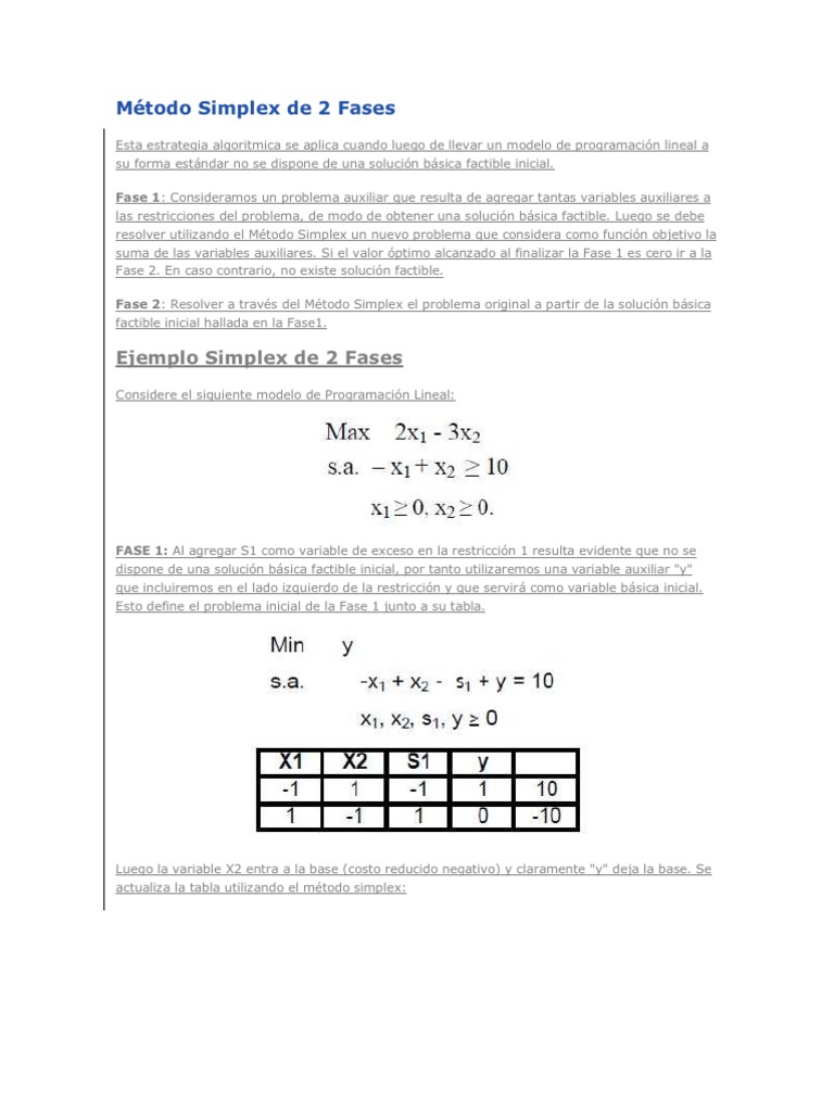 Método Simplex de 2 Fases | PDF | Programación lineal | Áreas de informática