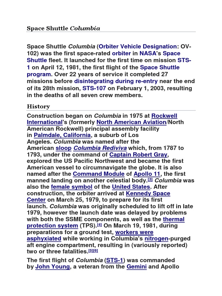 Space Shuttle | PDF | Space Shuttle Columbia | Space Shuttle Orbiter