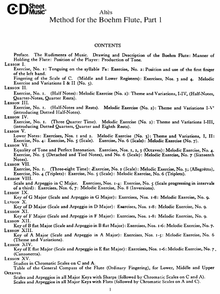 FLAUTA MÉTODO Altes Method For The Boehm Flute Parte 1 de 2 PDF | PDF