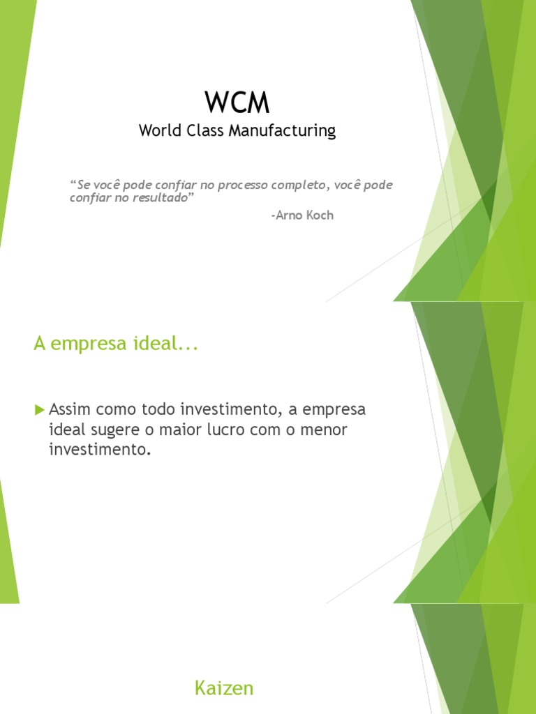 Implementando o Sistema World Class Manufacturing (WCM) em Empresas ...