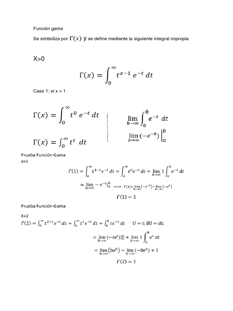 Función Gama | PDF | Función (Matemáticas) | Integral