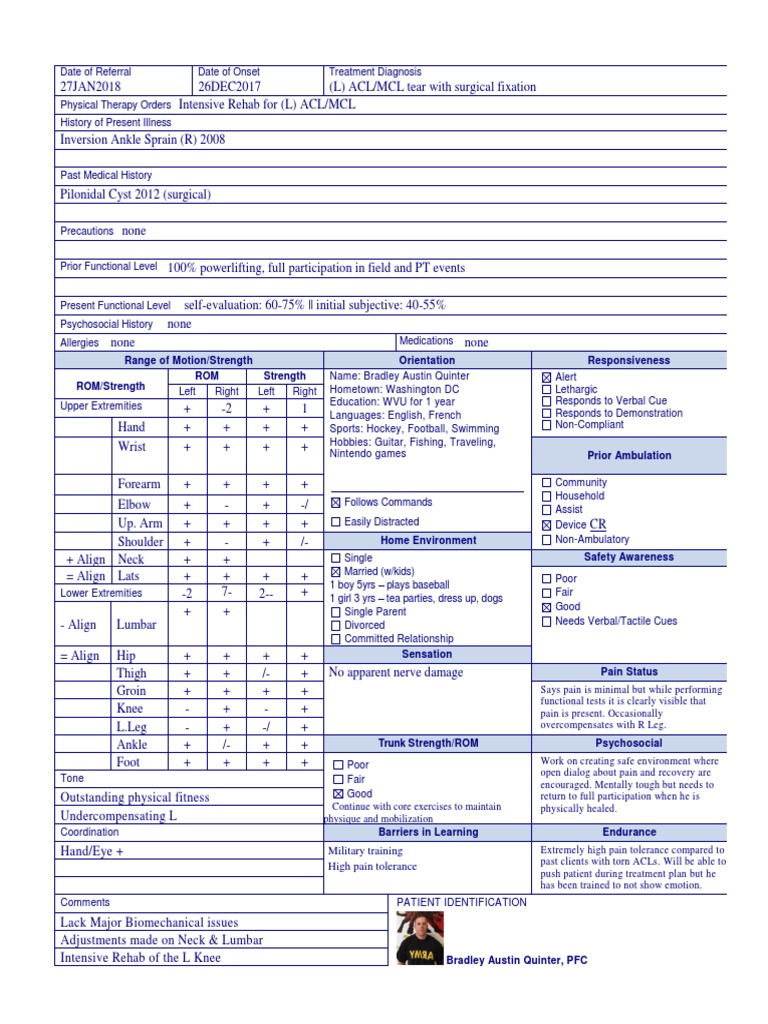 Physical Therapy Evaluation Form | PDF | Balance (Ability) | Physical ...