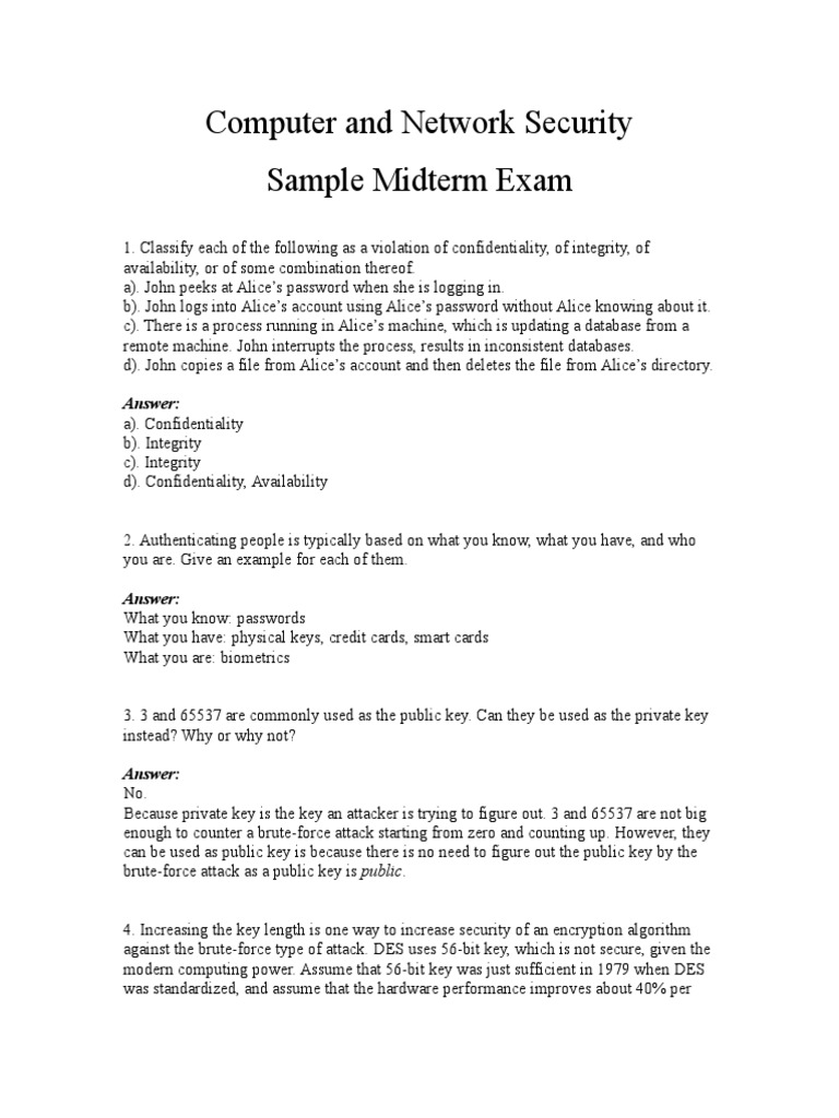 Midterm Samplesolutions | PDF | Public Key Cryptography | Key (Cryptography)