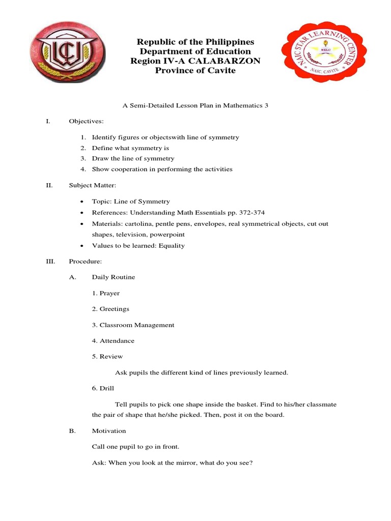 Lesson Plan | PDF | Symmetry | Shape