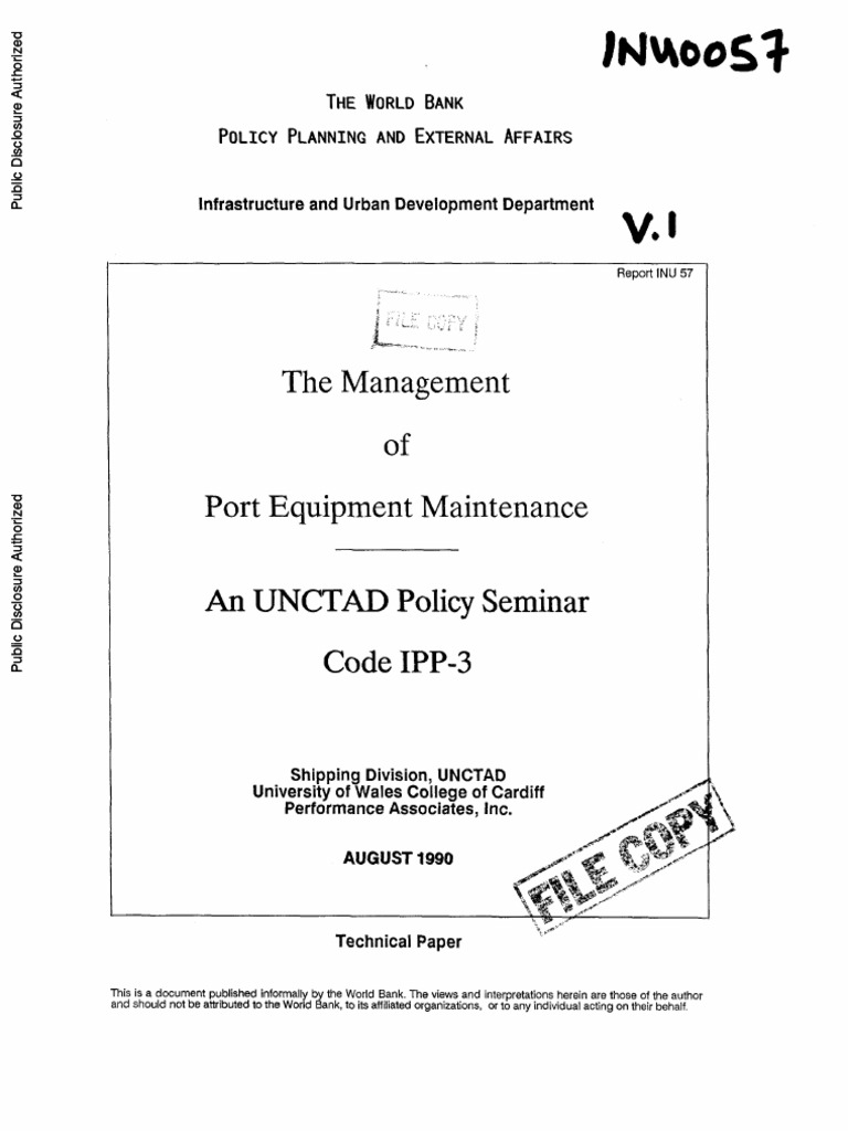 The Management of Port Equipment Maintenance: An UNCTAD Policy Seminar ...