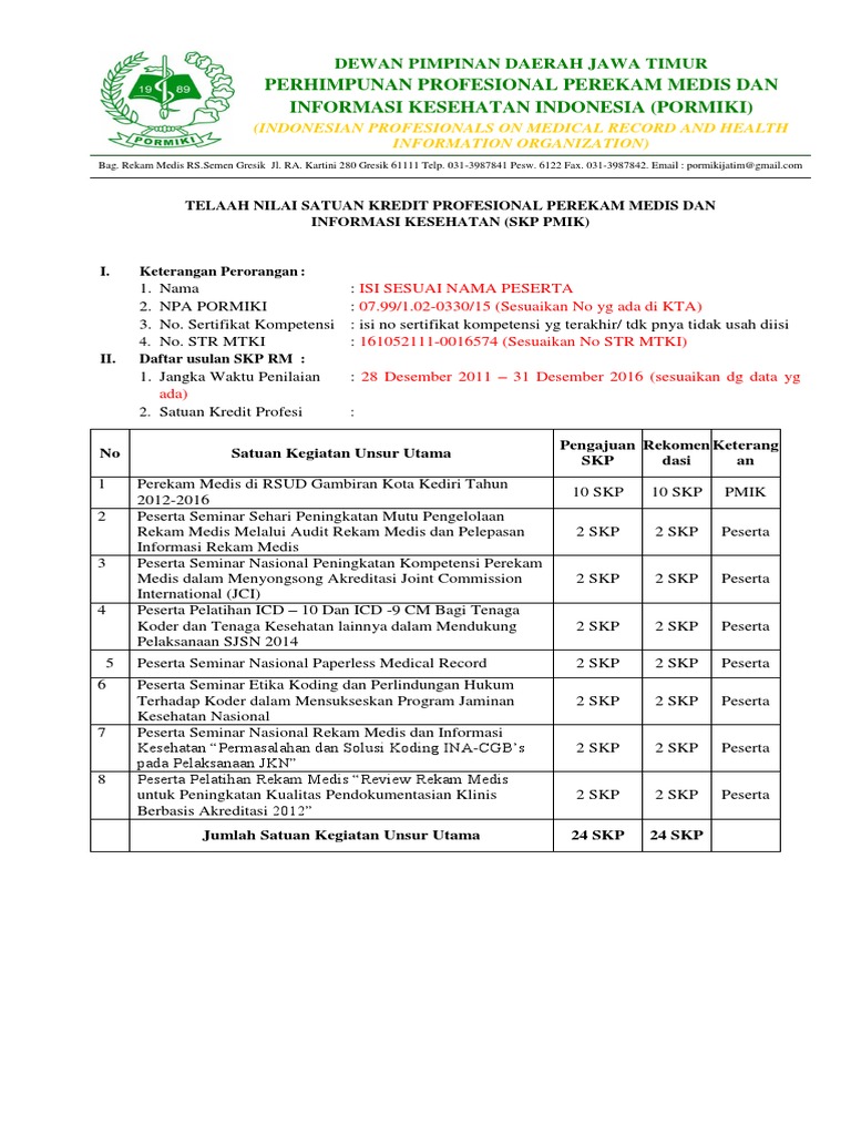 Format Telaah Perpanjangan STR Mtki | PDF