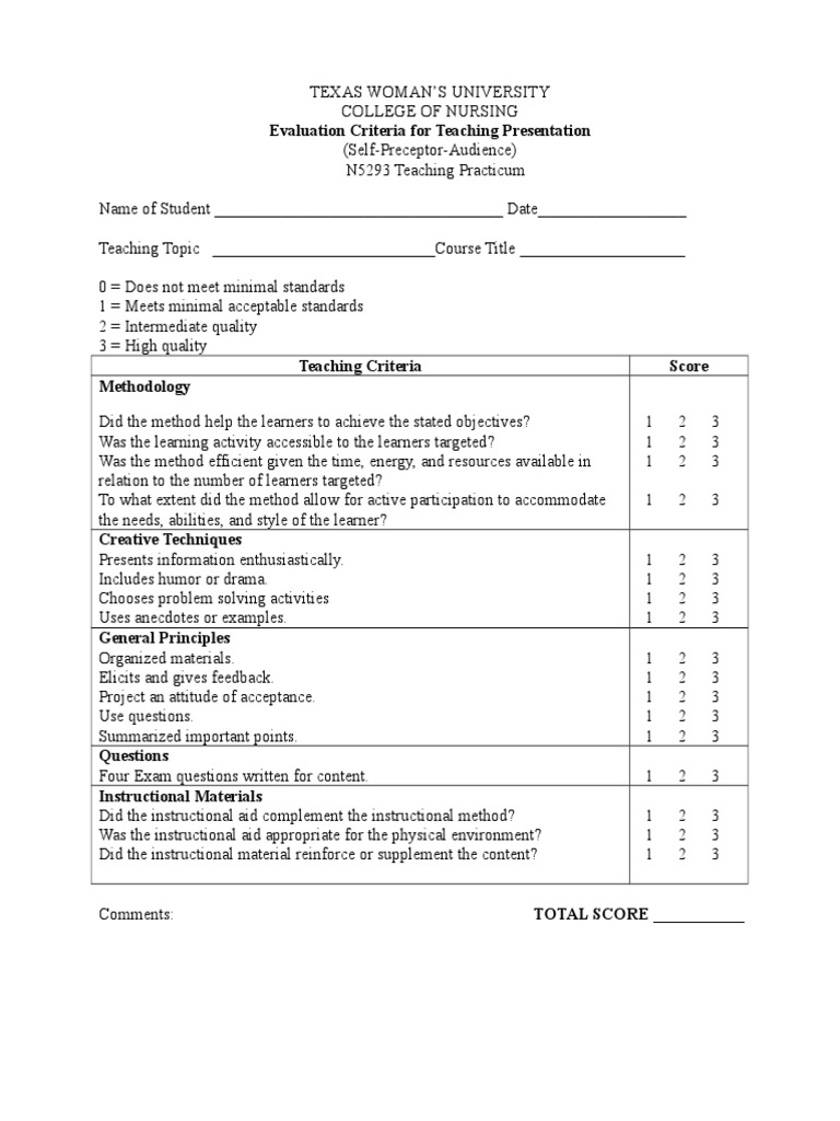 Evaluation Tool For Teaching Presentation 3 1 | Download Free PDF ...