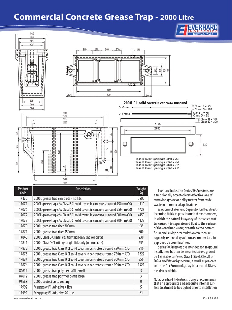 Everhard 2000L-Grease Trap Complete | PDF | Concrete | Building Engineering