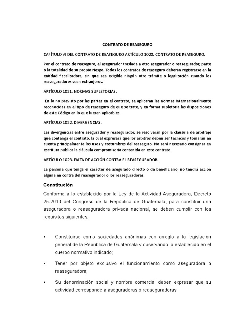 Contrato de Reaseguro | PDF | Póliza de seguros | Seguro