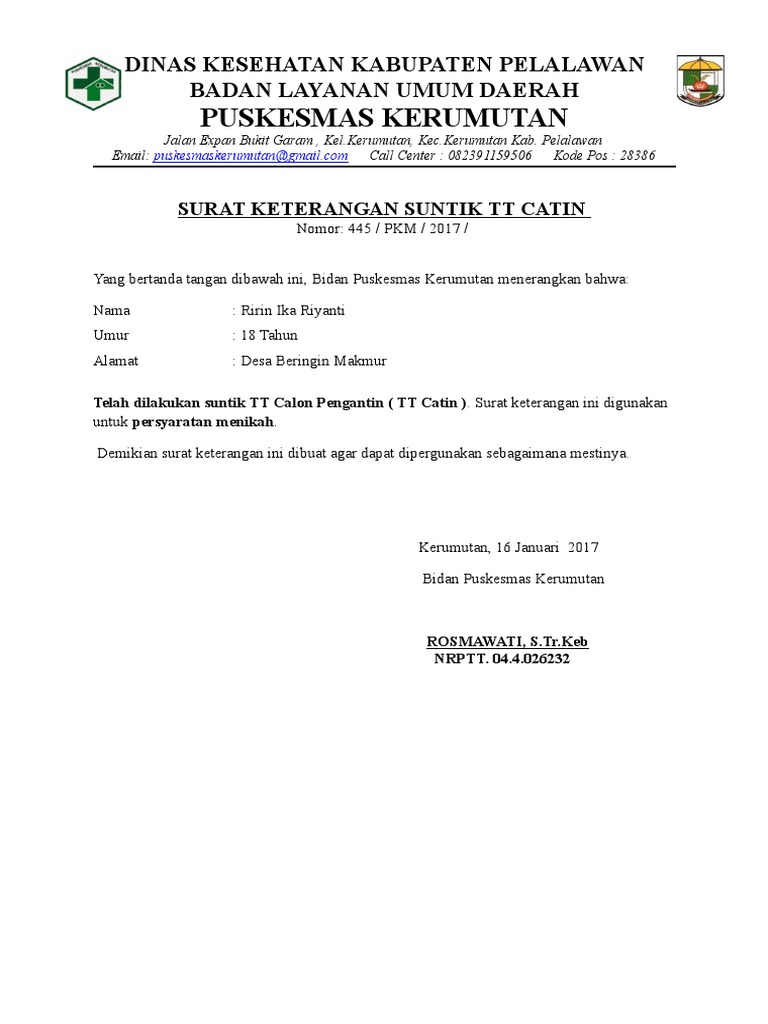 Surat TT Catin | PDF