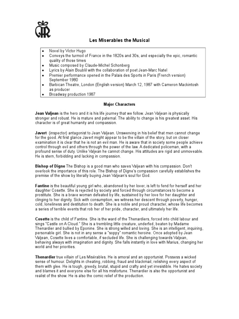 Les Miserables Handout | PDF | Cosette | Marius Pontmercy