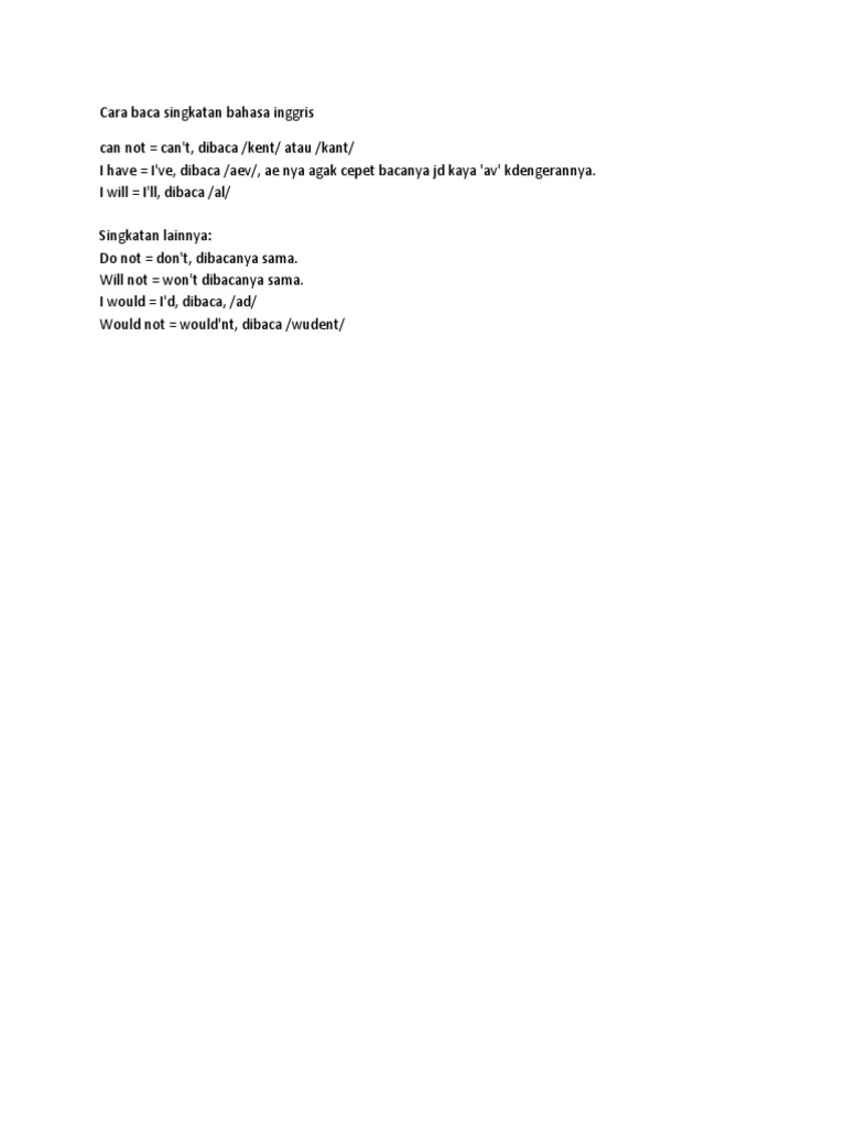 Cara Baca Singkatan Bahasa Inggris | PDF