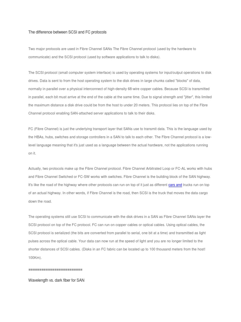 The Difference Between SCSI and FC Protocols | PDF | Optical Fiber ...