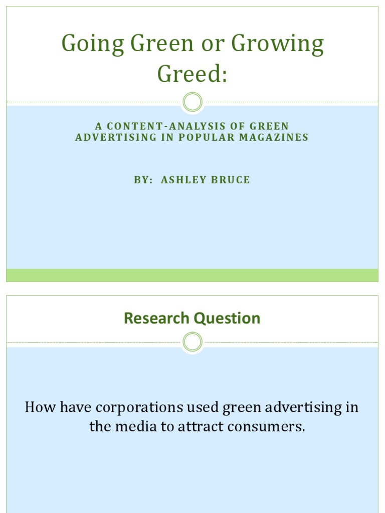 Going Green or Growing Greed:: A Content-Analysis of Green Advertising ...