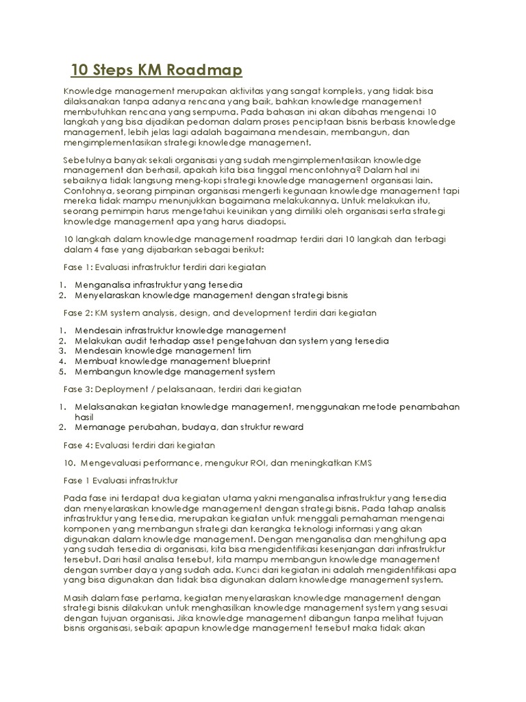 10 Steps KM Roadmap | PDF