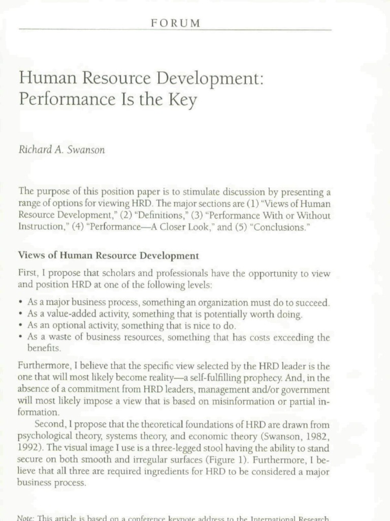 Overview of HRD - Swanson (1995) | PDF | Goal | Business Process