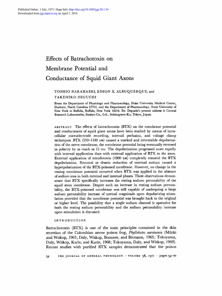 Effects of Batrachotoxin On: Membrane Potential and | Download Free PDF ...