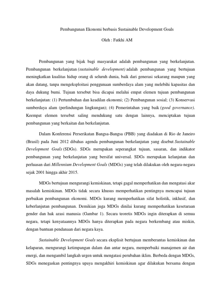 Esai Pembangunan Ekonomi Berbasis Sustainable Development Goals | PDF