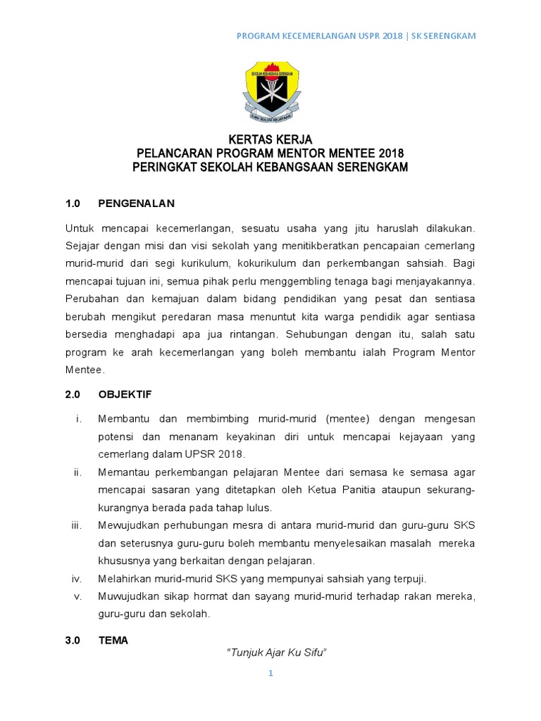 Kertas Kerja Program Mentor Menteedocx | PDF