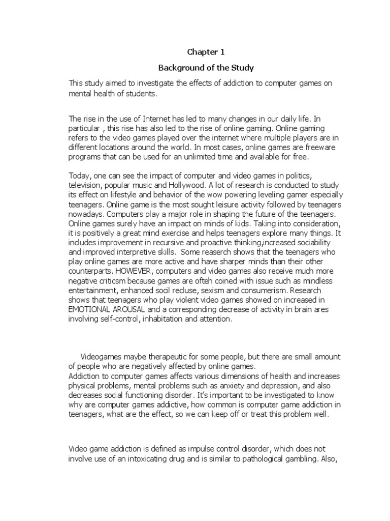 Chapter 1 Research | PDF | Video Games | Adolescence