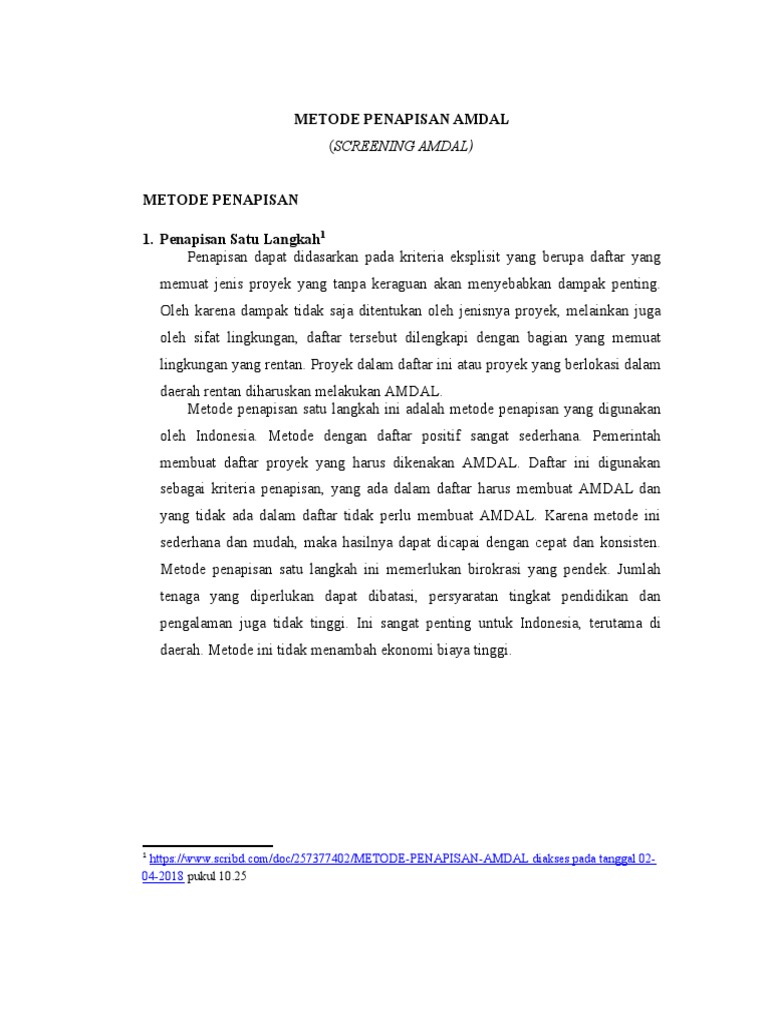 Metode Penapisan Amdal | PDF