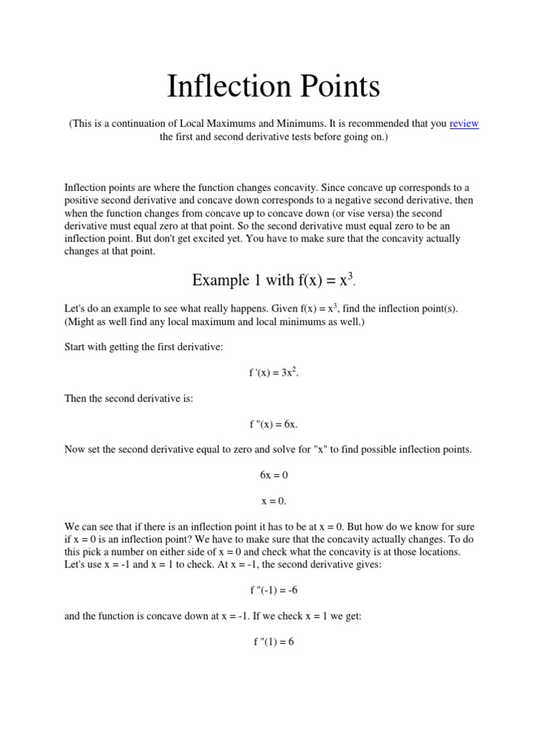 Inflection Points | PDF | Maxima And Minima | Mathematical Objects