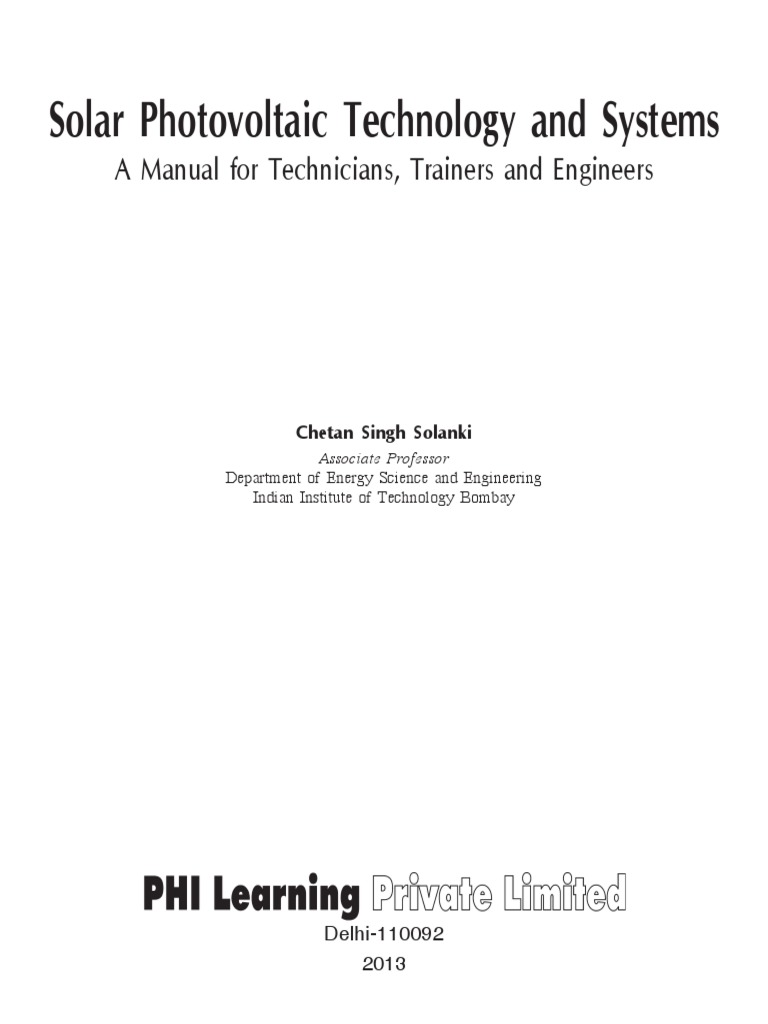 Solar Photovoltaic Technology and Systems – a Manual for Technicians ...