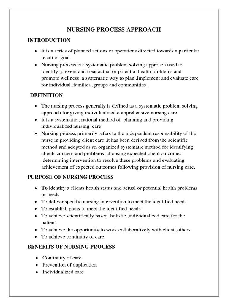 Nursing Process Approach | Download Free PDF | Nursing | Educational ...