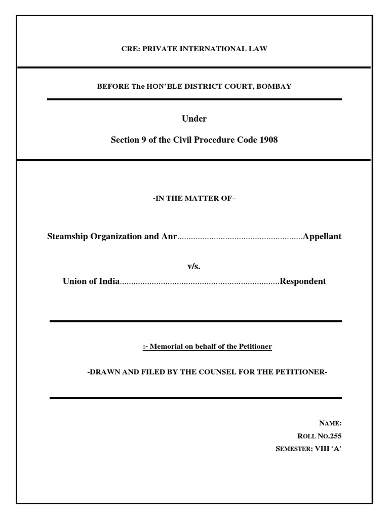 Under Section 9 of The Civil Procedure Code 1908: Cre: Private ...