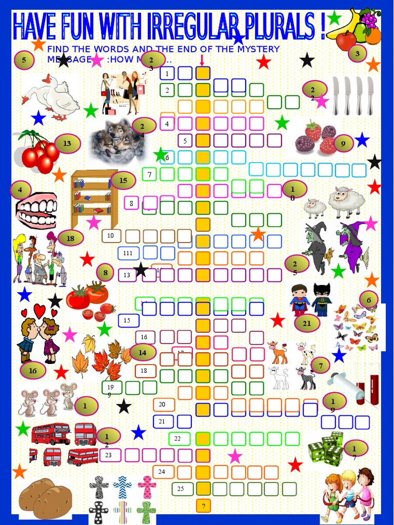 Have Fun With Irregular Plurals For Young Learners Crosswords - 83799 | PDF
