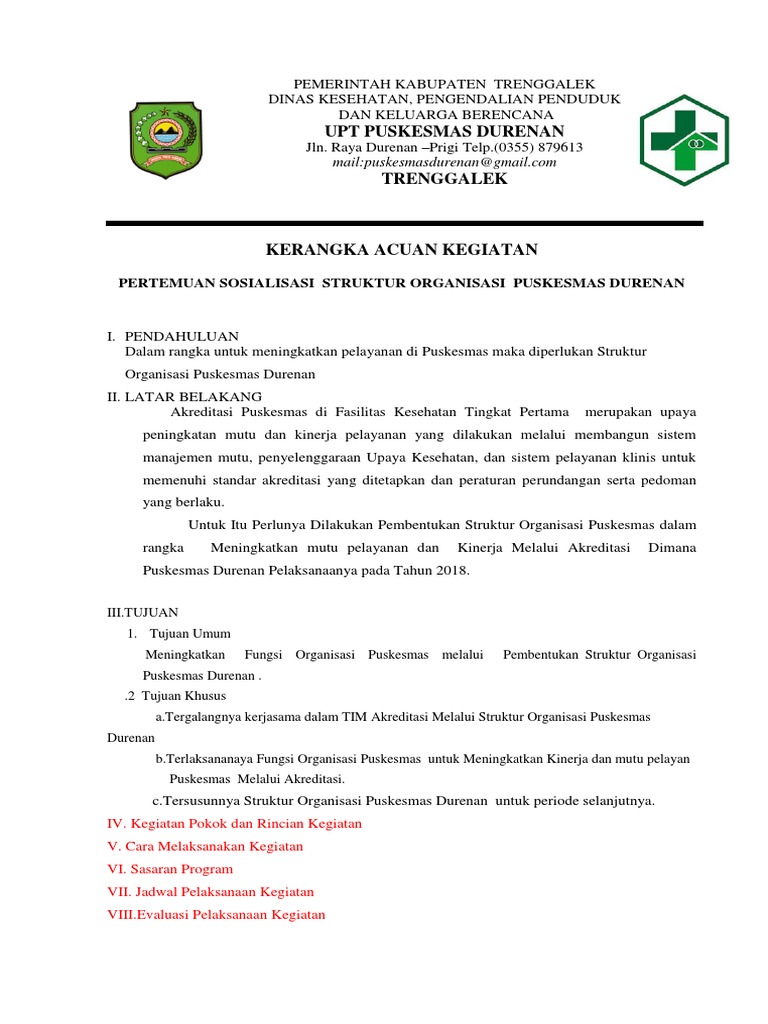 Contoh Kak (Kerangka Acuan Kegiatan