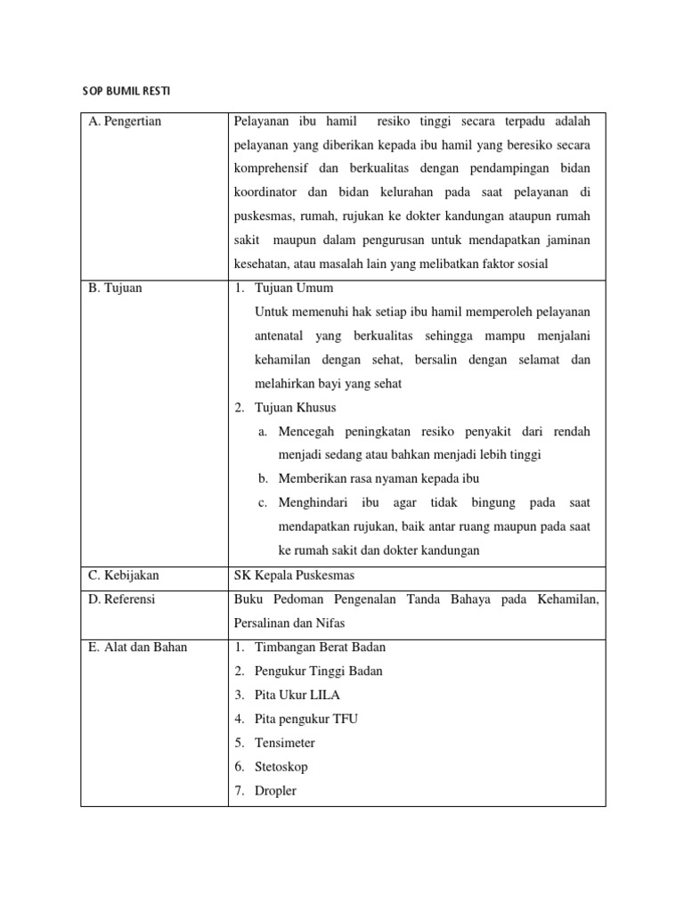 Sop Bumil Resti | PDF