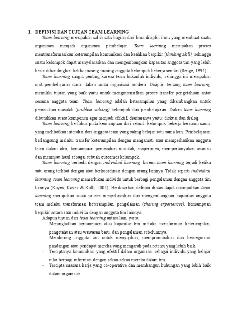Definisi Dan Tujuan Team Learning | PDF