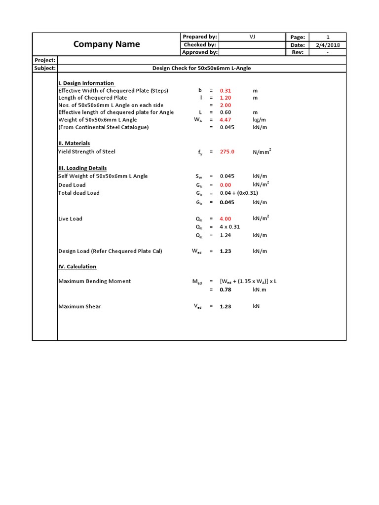 L-Angle Design and Load Analysis | PDF | Bending | Continuum Mechanics