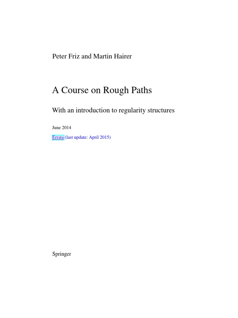 RoughPaths 2 | PDF | Stochastic Differential Equation | Continuous Function