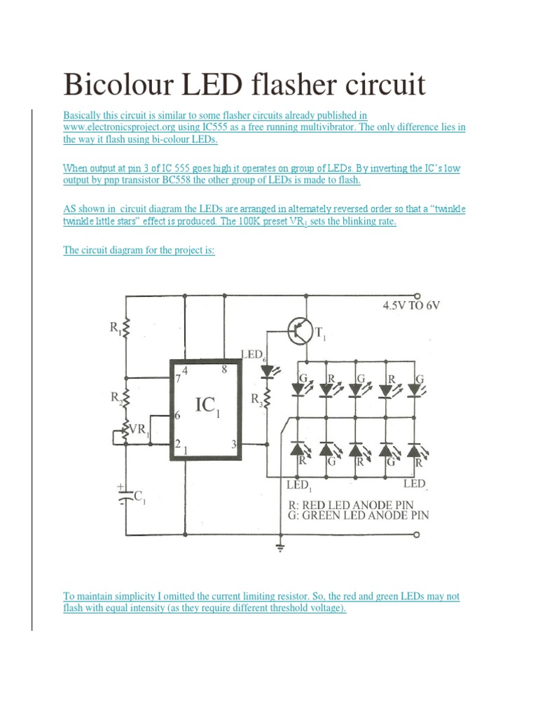 Bicolour LED Flasher Circuit | PDF | Electronic Circuits | Computer ...
