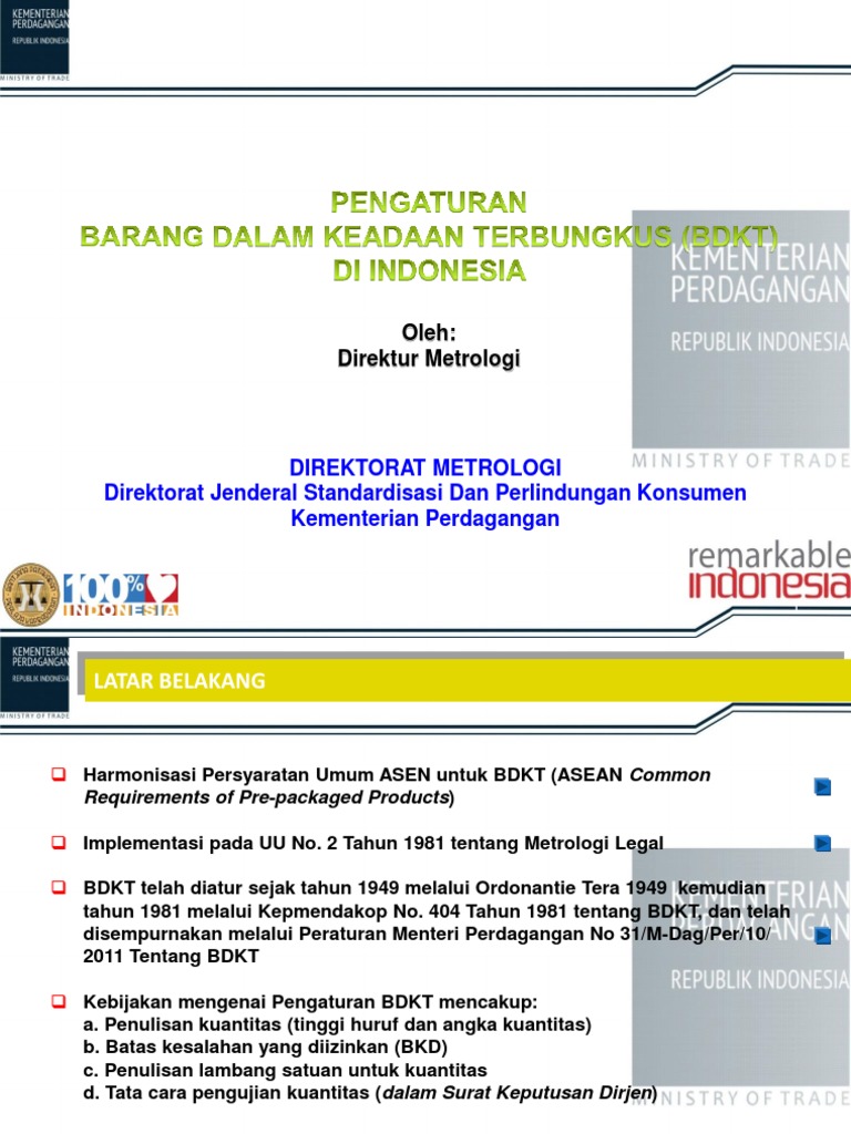 Pengaturan BDKT Di Indonesia - Direktur Metrologi | PDF