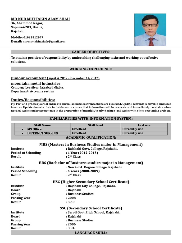 MD Nur Muttakin Alam Shah | PDF | Accounting | Business