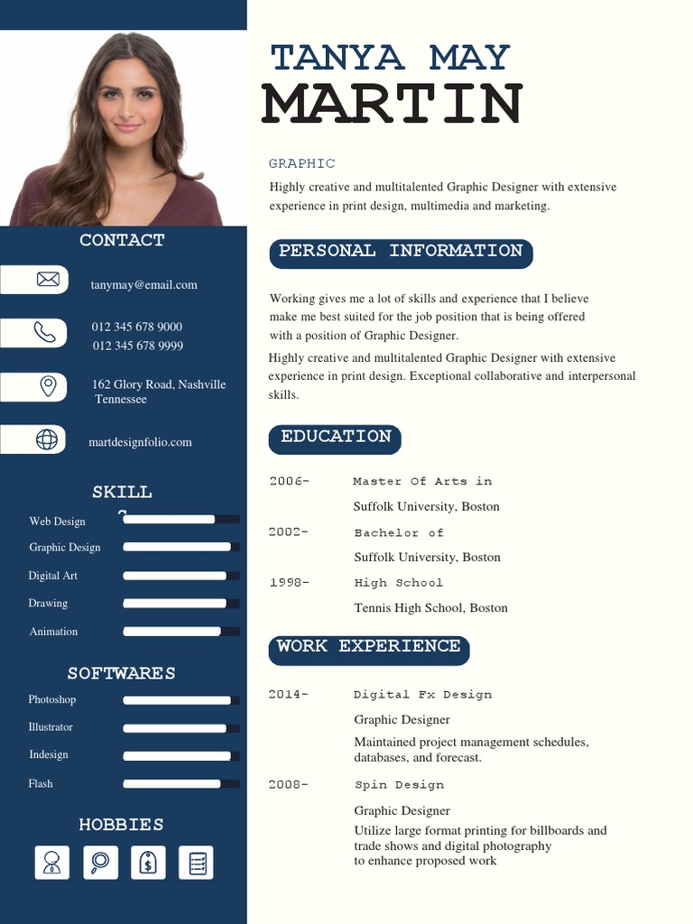 An Insightful Resume for Tanya May Martin Highlighting Her Extensive Experience and Creativity ...