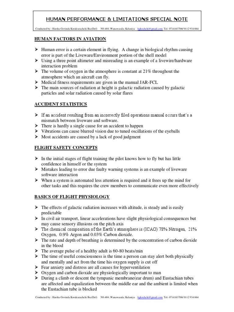 Human Performance & Limitation - 01 | PDF | Blood | Carbon Dioxide