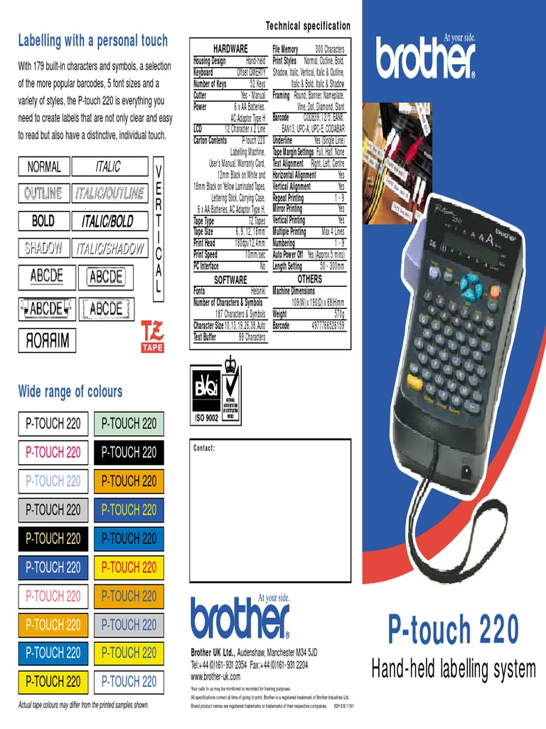 Brother P220 Features | PDF | Printer (Computing) | Office Equipment