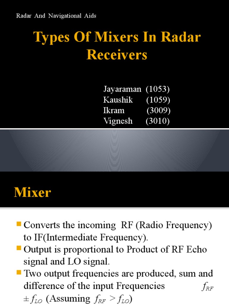 Radar Mixer Types and Functions | PDF | Wireless | Audio Electronics