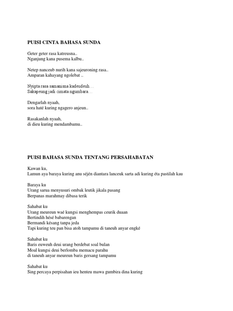 Puisi Cinta Bahasa Sunda | PDF