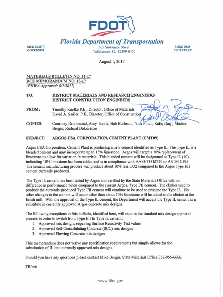 Florida's New Type IL Cement Guidelines | PDF | Cement | Concrete