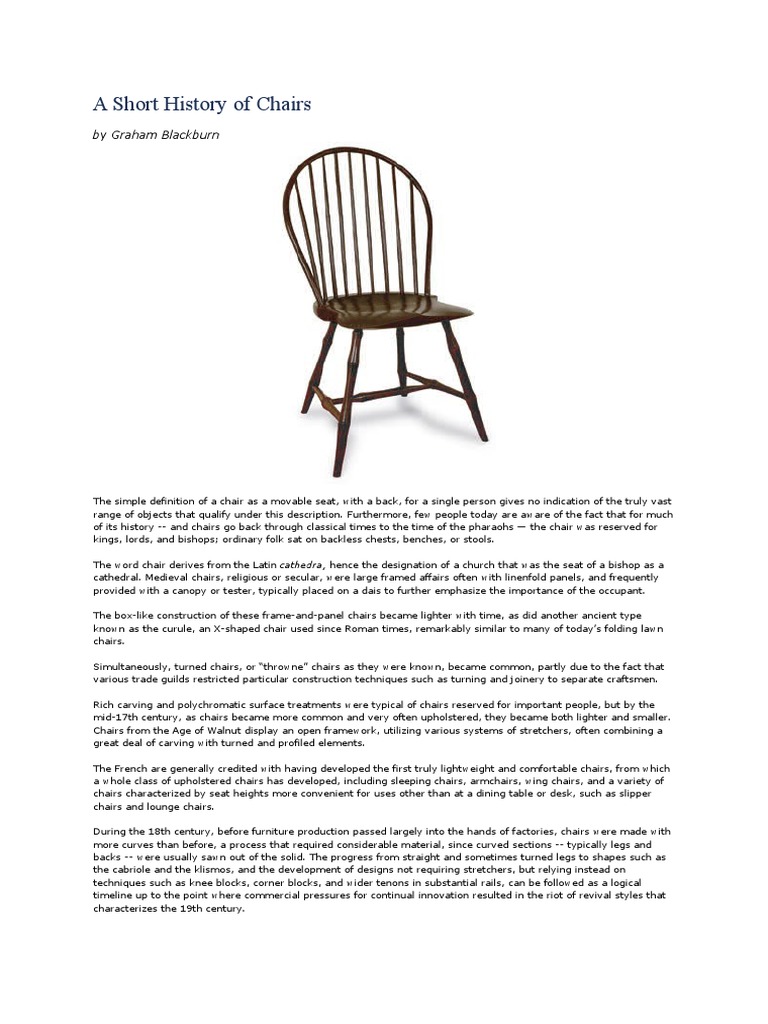 Evolution of Chair Design Through History | PDF | Chair | Furniture