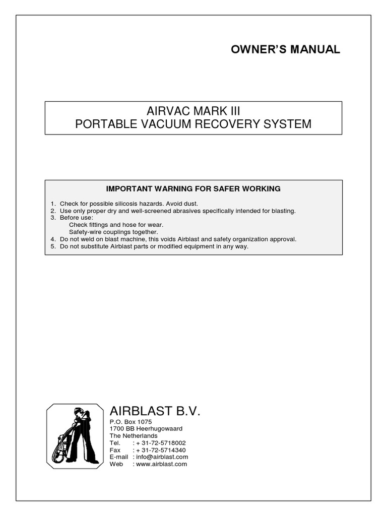 Airvac Portable Vacuum Recovery System | PDF | Pump | Valve